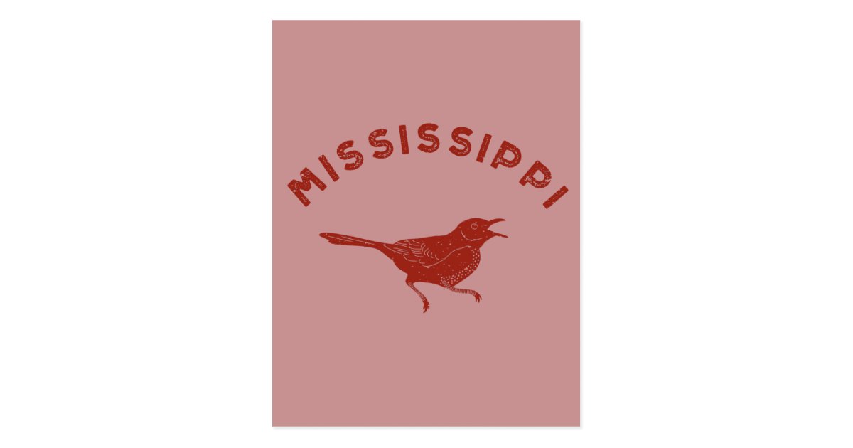 Mockingbird Mississippi State Bird Maroon Postcard | Zazzle.com