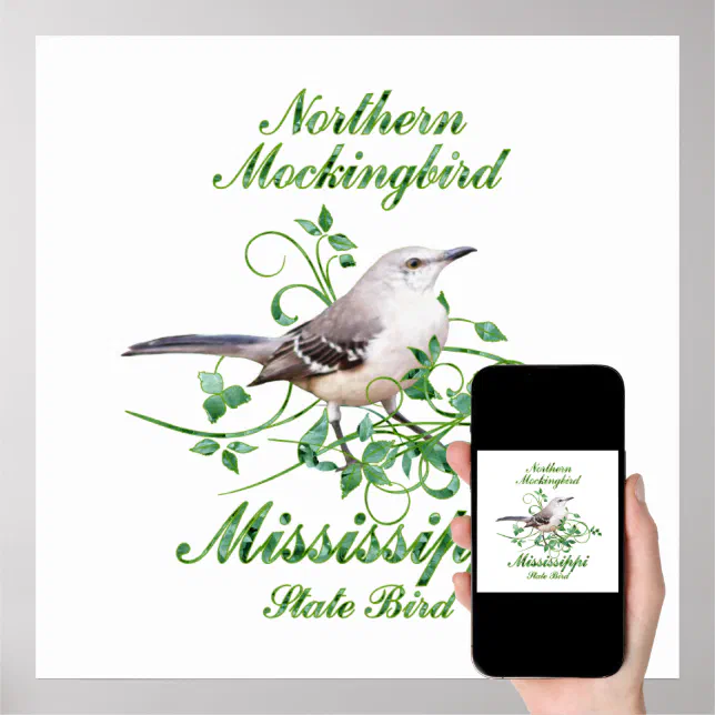 Mockingbird Mississippi State Bird Poster | Zazzle