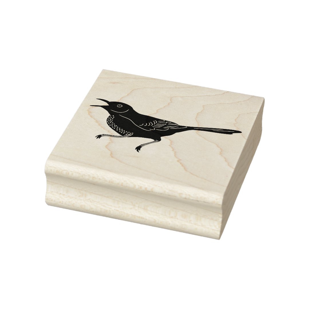 Mockingbird Simple Illustration Rubber Stamp | Zazzle