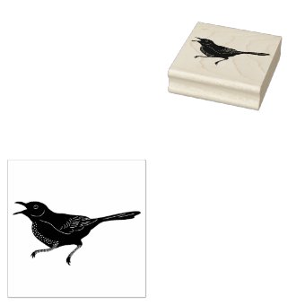 Mockingbird Simple Illustration Rubber Stamp | Zazzle