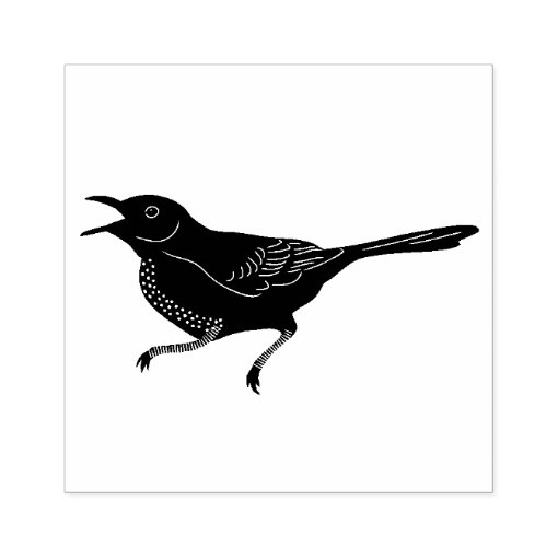 Mockingbird Simple Illustration Rubber Stamp | Zazzle