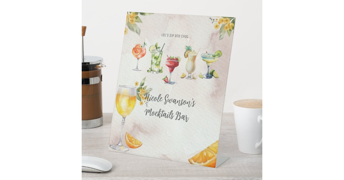 Mocktail Bar Party Pedestal Sign | Zazzle