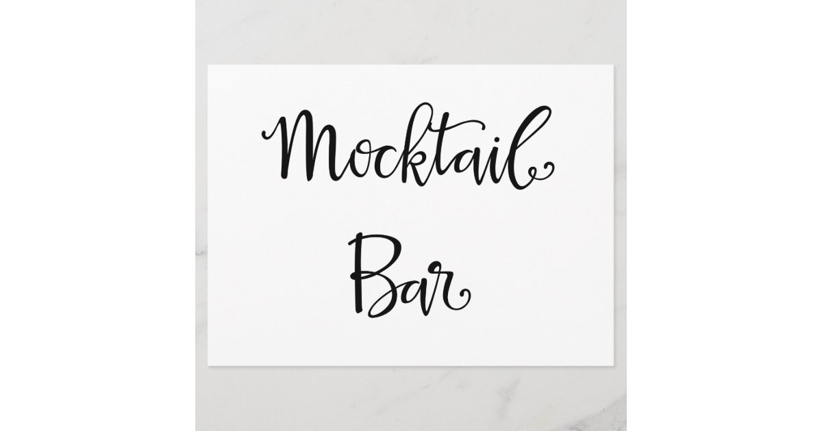 Mocktail Bar Simple Calligraphy Wedding Sign | Zazzle.com