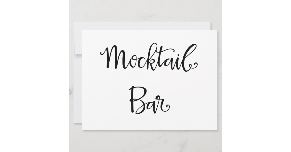 Mocktail Bar Simple Calligraphy Wedding Sign | Zazzle
