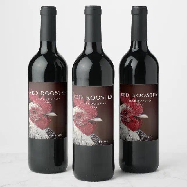 Mockup Simple Red Rooster Custom Wine Labels | Zazzle