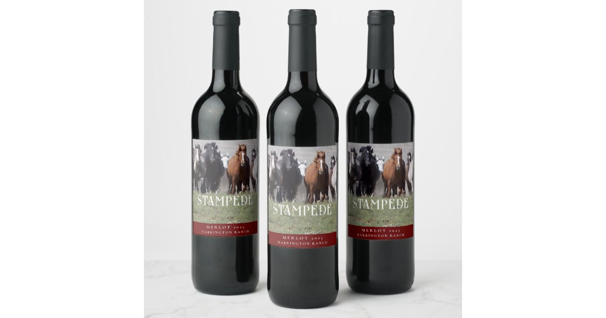 Mockup Vintage Stampede Western Custom Wine Labels | Zazzle