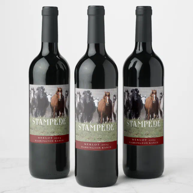 Mockup Vintage Stampede Western Custom Wine Labels | Zazzle