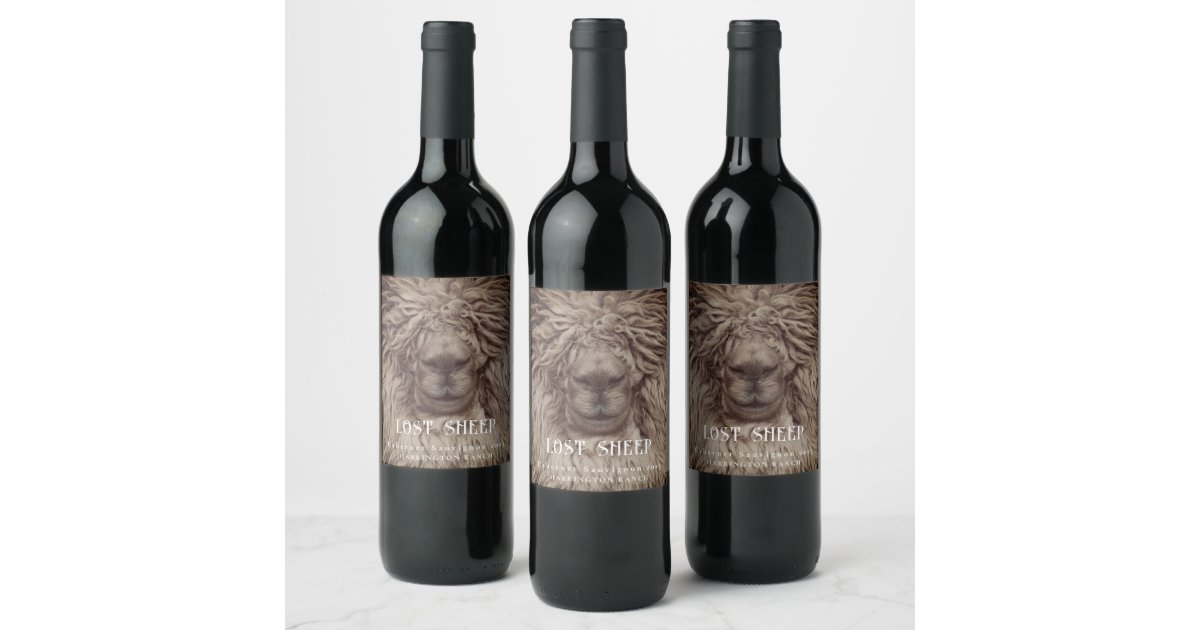 Mockup Woolly Sheep Portrait Custom Wine Labels | Zazzle