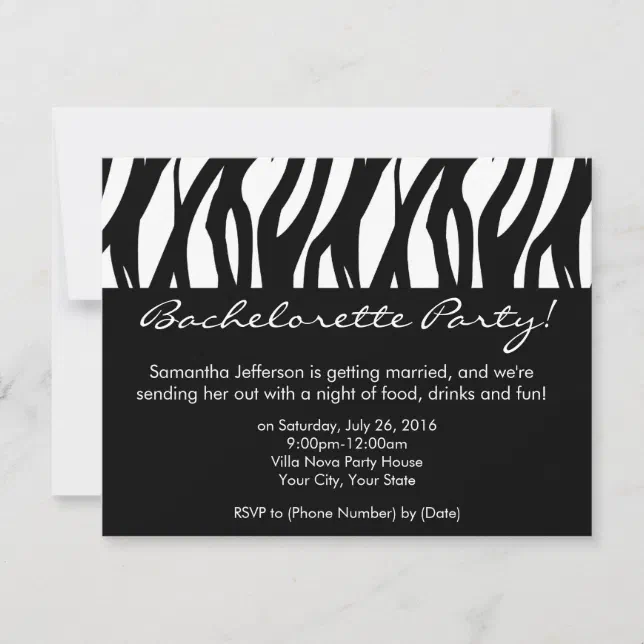 Mod Black and White Bachelorette Party Invitations | Zazzle