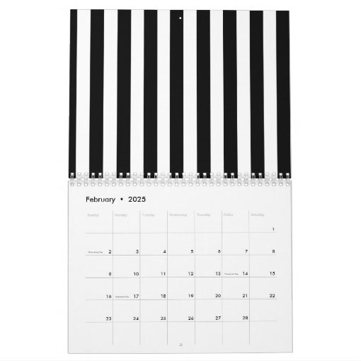 Mod Black and White Stripes Pattern Calendar | Zazzle