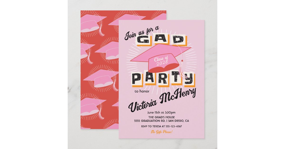 Mod Bright Bold Graduation Party Cap Invitation | Zazzle