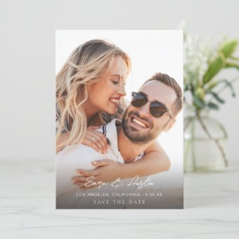MOD Calligraphy Photo Vertical Save the Date Invitation | Zazzle
