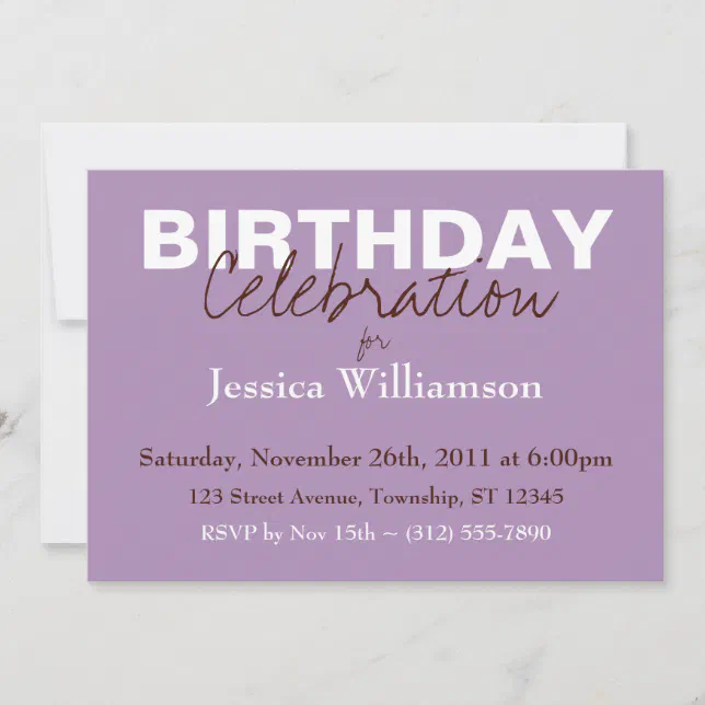 Mod Color Purple Birthday Invitations | Zazzle