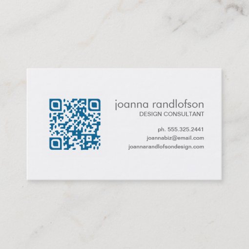 Mod Dark Blue QR CODE Business Card | Zazzle