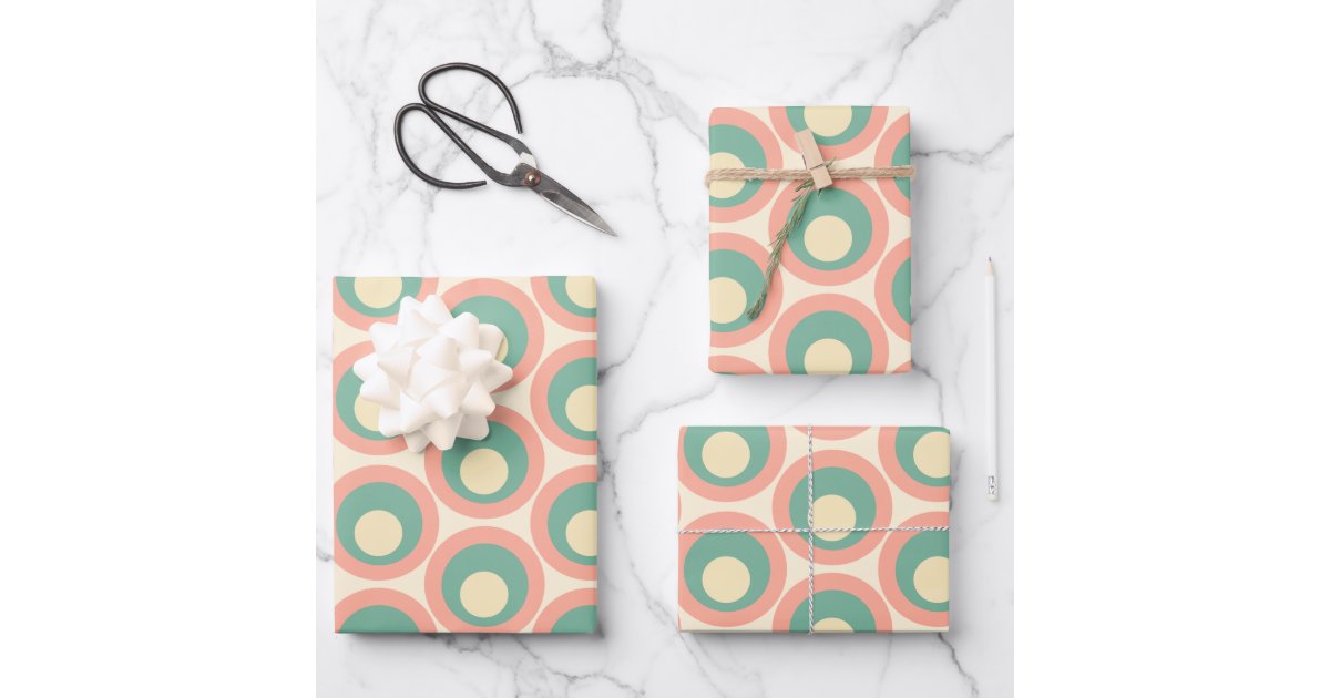 Mod Dots Retro Teal and Blush Pink Pattern Wrapping Paper Sheets | Zazzle