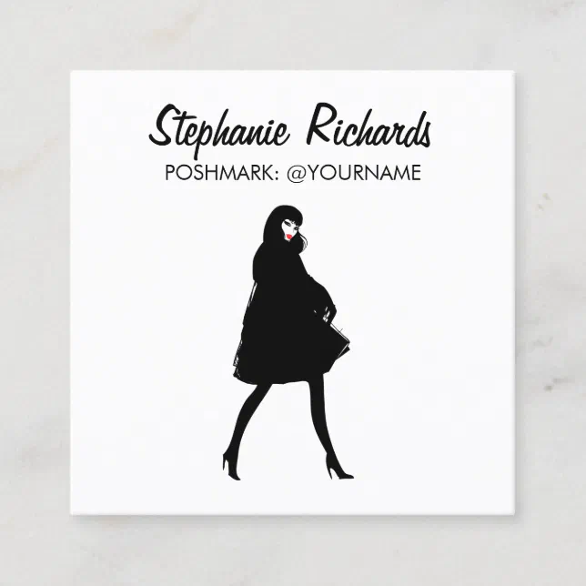 Mod Fashion Girl Boutique, Poshmark Seller Square Business Card | Zazzle