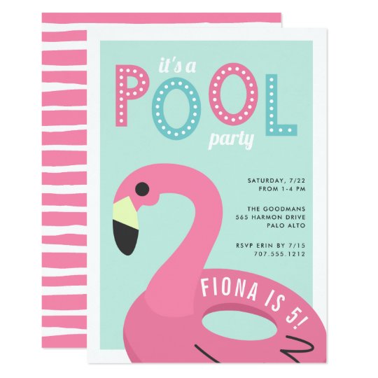 Mod Flamingo | Pool Party Birthday Invitation | Zazzle.com