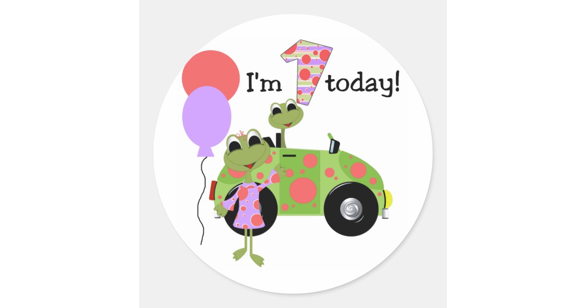 Mod Frogs 1st Birthday Classic Round Sticker | Zazzle
