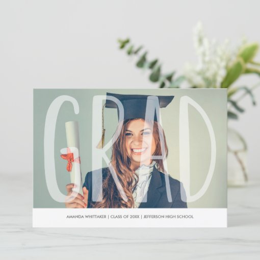 Mod Grad Letters Photo Graduation Announcement | Zazzle