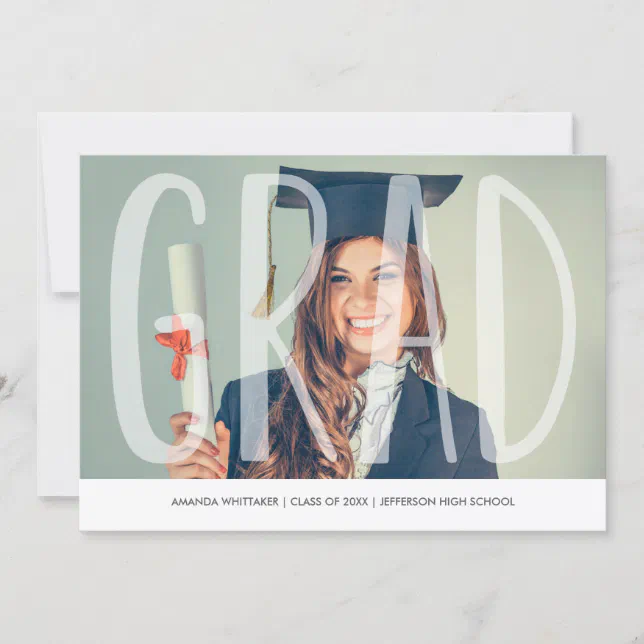 Mod Grad Letters Photo Graduation Announcement | Zazzle