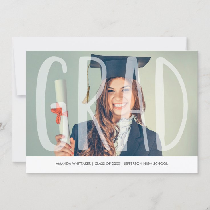Mod Grad Letters Photo Graduation Announcement | Zazzle