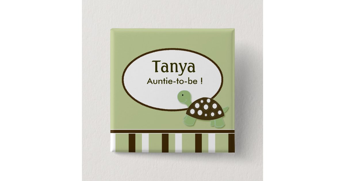 Mod Green Turtle Baby Shower Name Tag Button | Zazzle