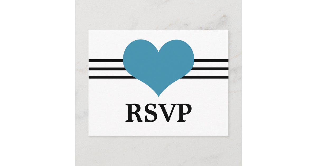 Mod Heart RSVP Postcard, Blue Invitation Postcard | Zazzle