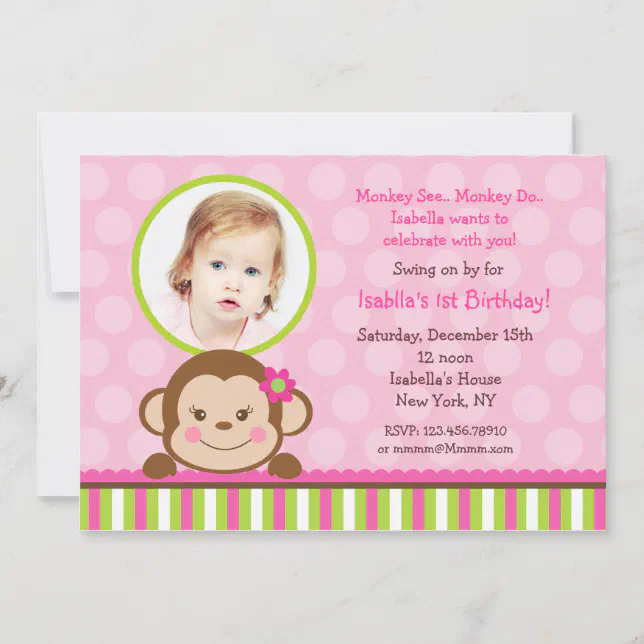Mod Monkey Birthday Party Invitation | Zazzle