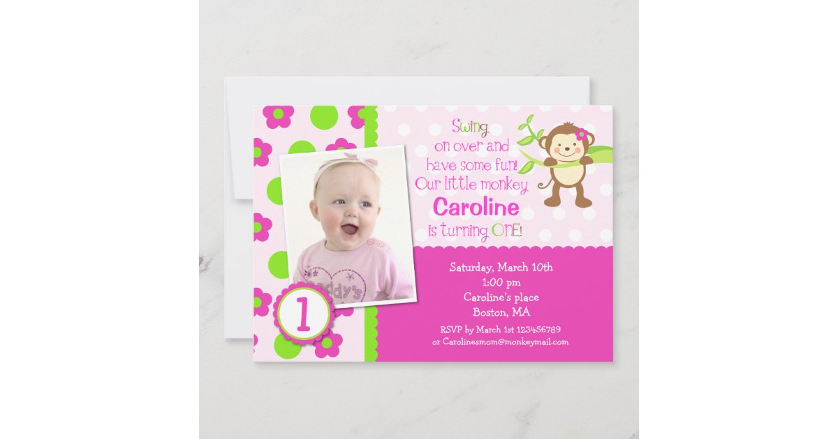 Mod Monkey Birthday Party Invitations | Zazzle