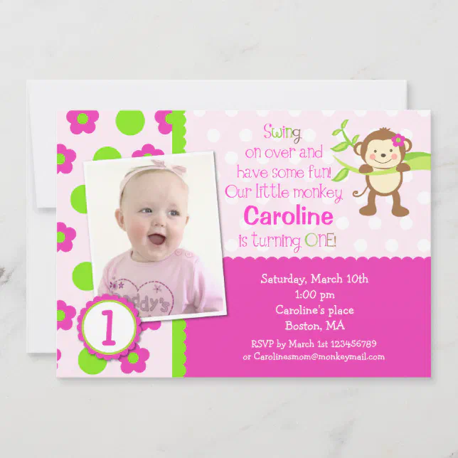 Mod Monkey Birthday Party Invitations | Zazzle