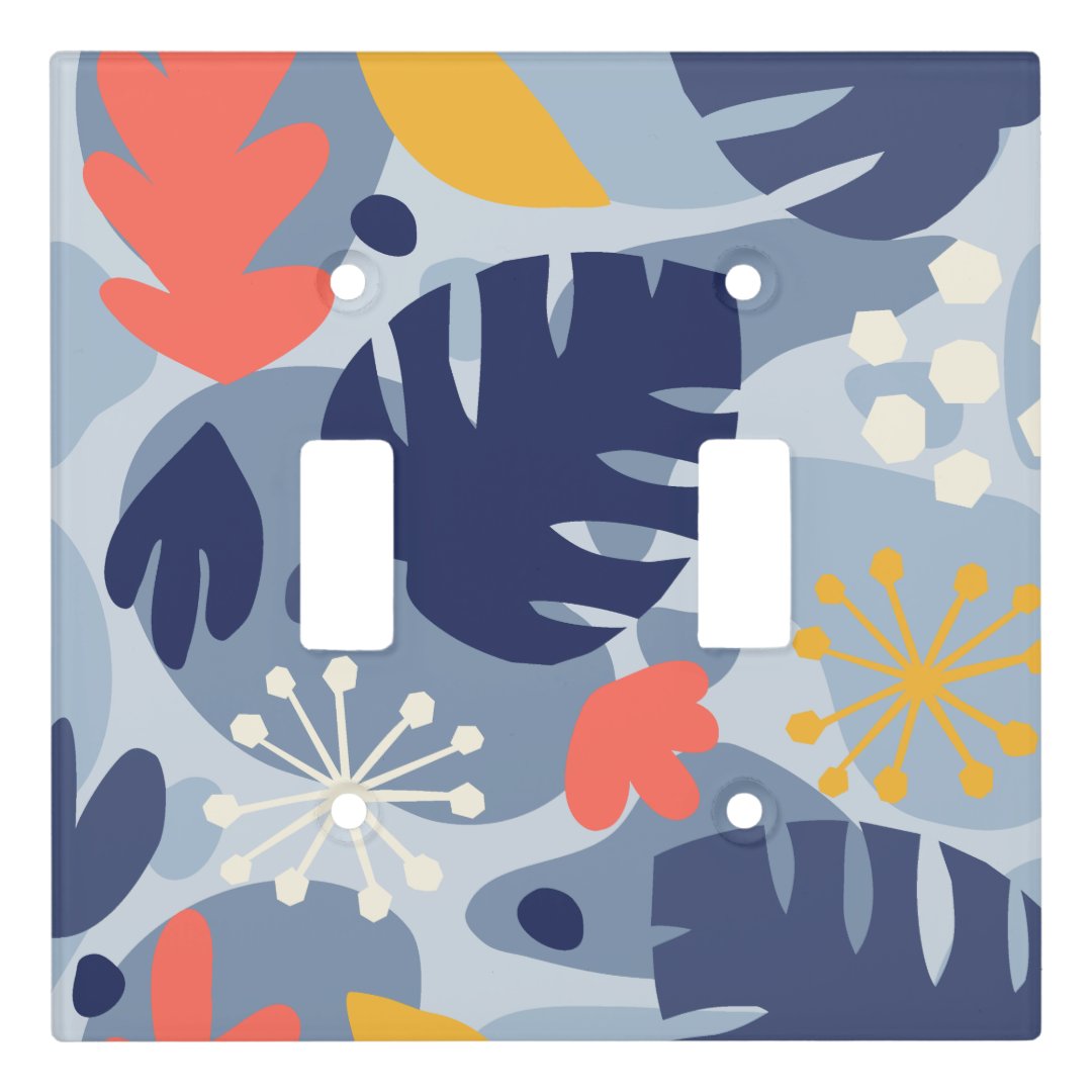 Mod Monstera Leaf Abstract Hawaiian Tropical -Blue Light Switch Cover ...