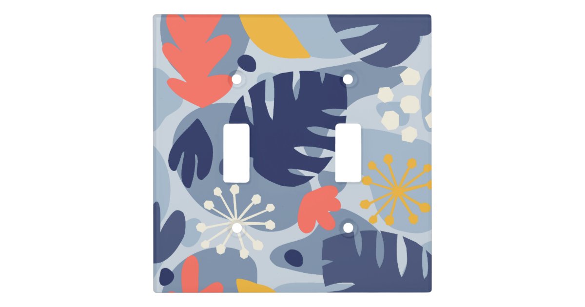 Mod Monstera Leaf Abstract Hawaiian Tropical -Blue Light Switch Cover ...