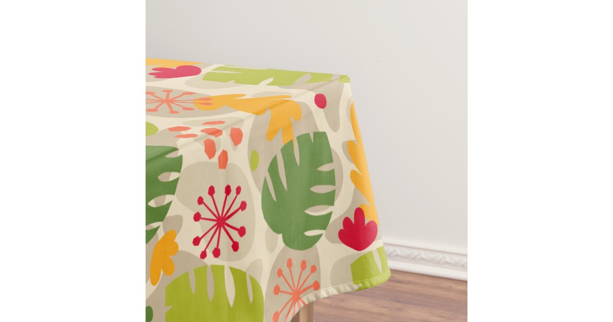 Mod Monstera Leaf Abstract Hawaiian Tropical -Warm Tablecloth | Zazzle