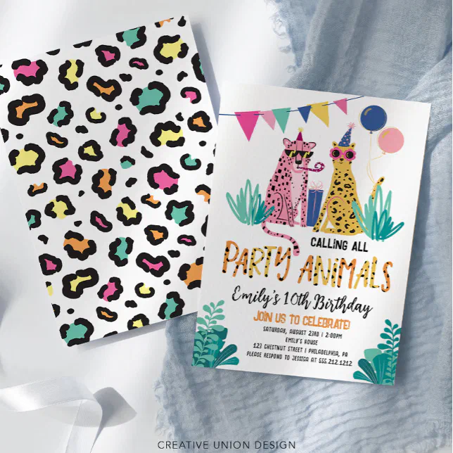 Mod Party Animals Kid's Birthday Party Invitation | Zazzle