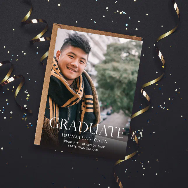 Mod Photo Graduation Party Vertical Dark Invitation | Zazzle