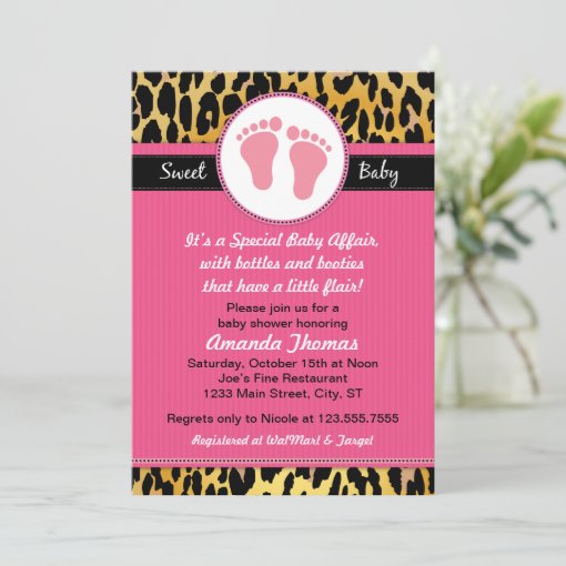 Mod Pink Leopard Baby Shower Invitations | Zazzle