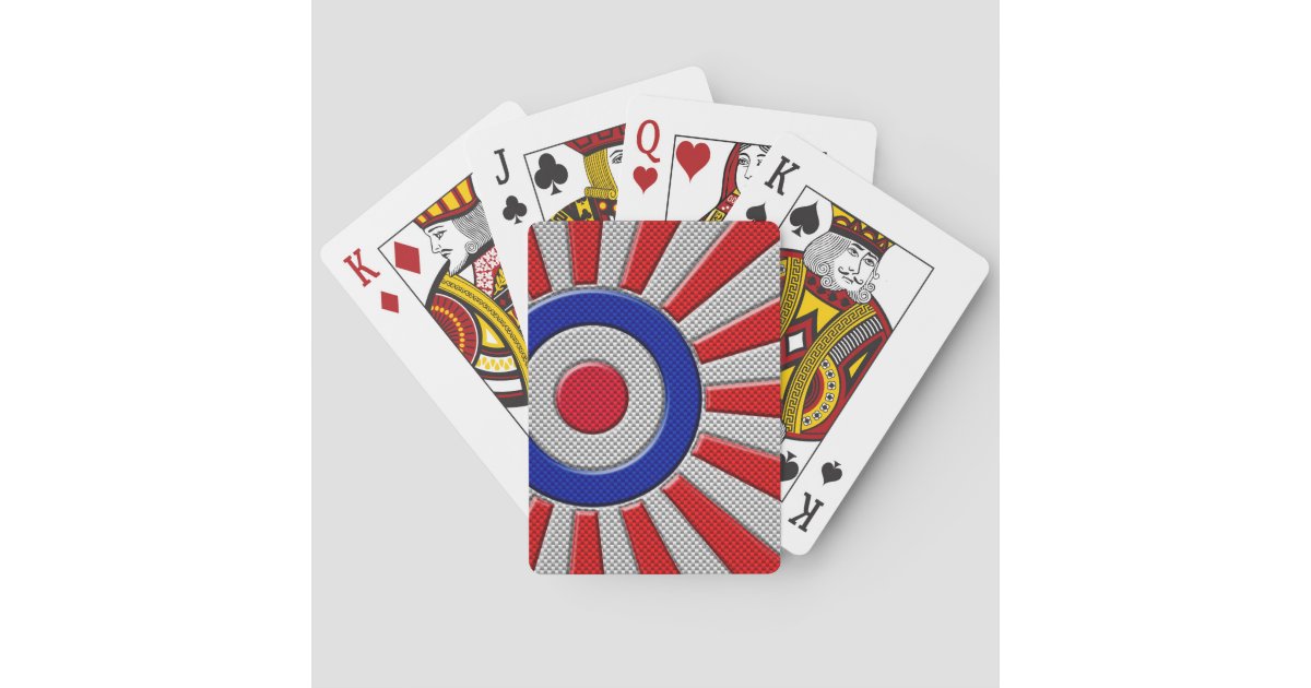 Mod Roundel Asian Sunburst in Carbon Fiber Style Poker Cards | Zazzle