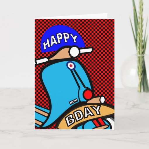 Mod scooter birthday card | Zazzle