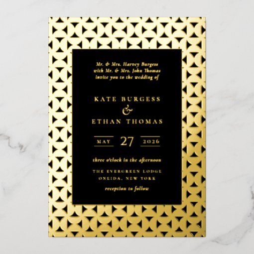 Mod Shapes Frame Wedding Foil Invitation | Zazzle