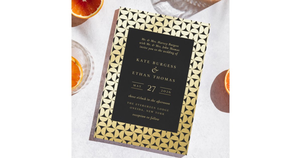 Mod Shapes Frame Wedding Foil Invitation | Zazzle