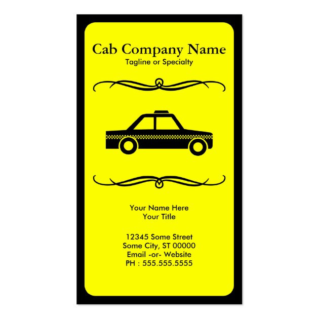 mod taxi cab business card