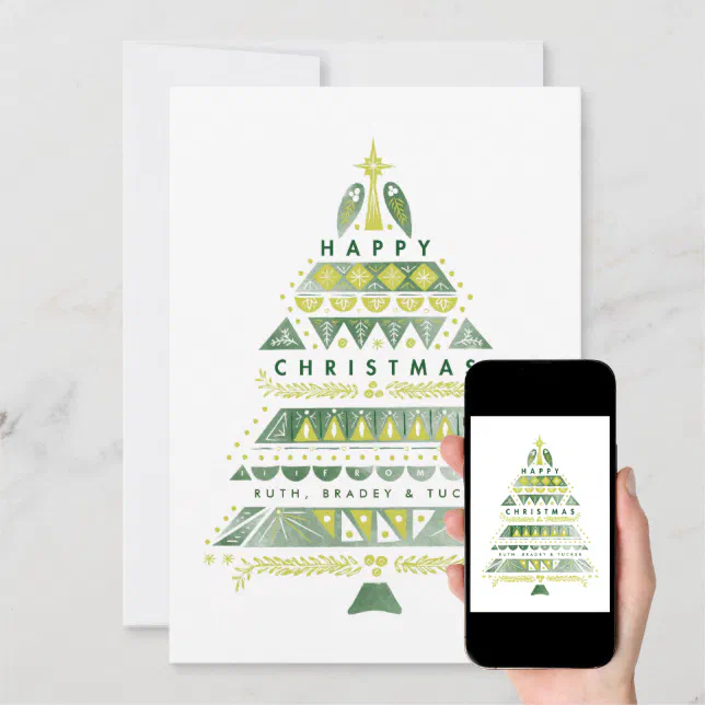 Mod Textured Christmas Tree Holiday Card | Zazzle