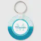 Mod Turquoise Blue Polka Dots Monogram With Name Keychain | Zazzle