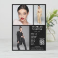Model Actor 3 Photo Comp Card Template Black QR | Zazzle