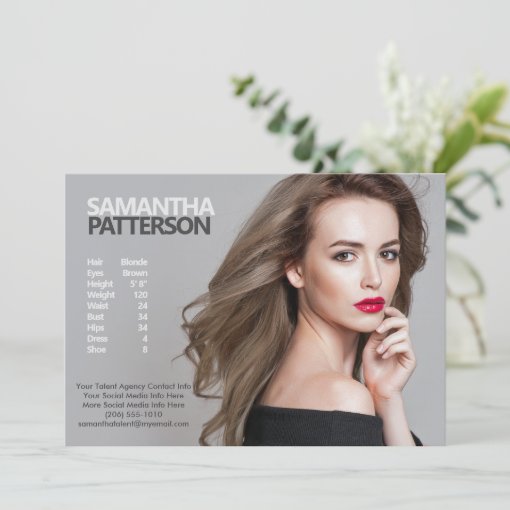 Model Actor 5x7 Comp Zed Card 1 Photo Template | Zazzle