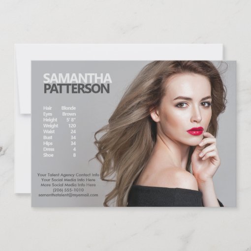 Model Actor 5x7 Comp Zed Card 1 Photo Template | Zazzle