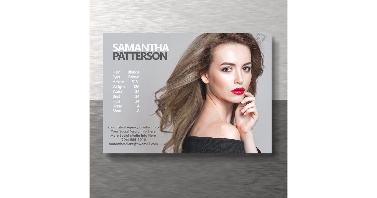 Model Actor 5x7 Comp Zed Card 1 Photo Template | Zazzle