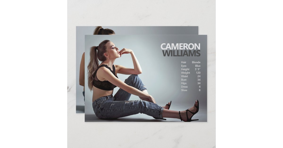 Model Actor 5x7 Comp Zed Card Double Sided | Zazzle