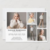 Model Actor 6 Photo Comp Card Portfolio Template | Zazzle