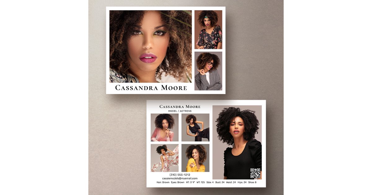 Model Actor 8 Photo Composite Card Template | Zazzle